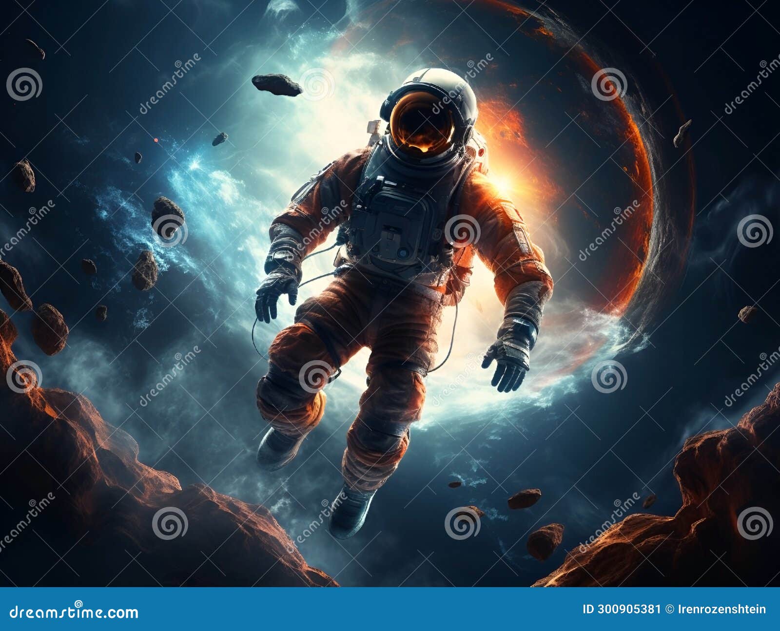 Illustration of an Astronaut Spaceman Do Spacewalk Stock Illustration ...