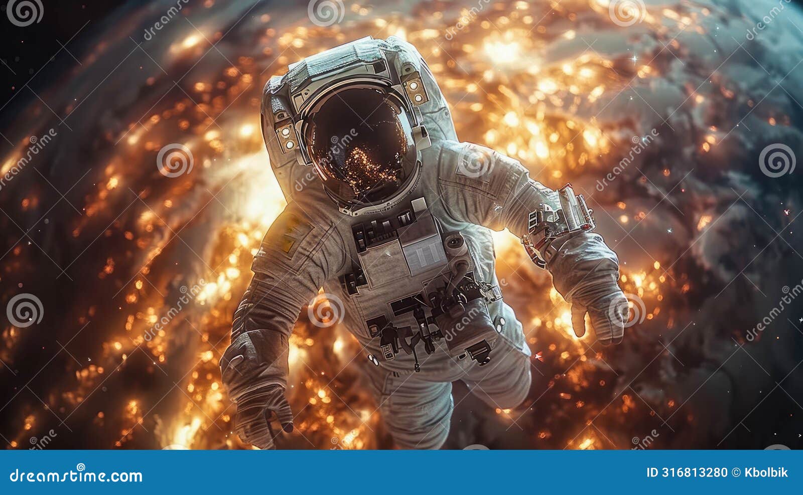 Astronaut in Outer Space Spaceman Do Spacewalk while Working for ...