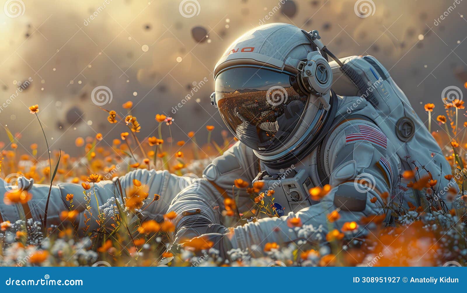 Astronaut in Outer Space, in the Style of Post-apocalyptic Backdrops ...