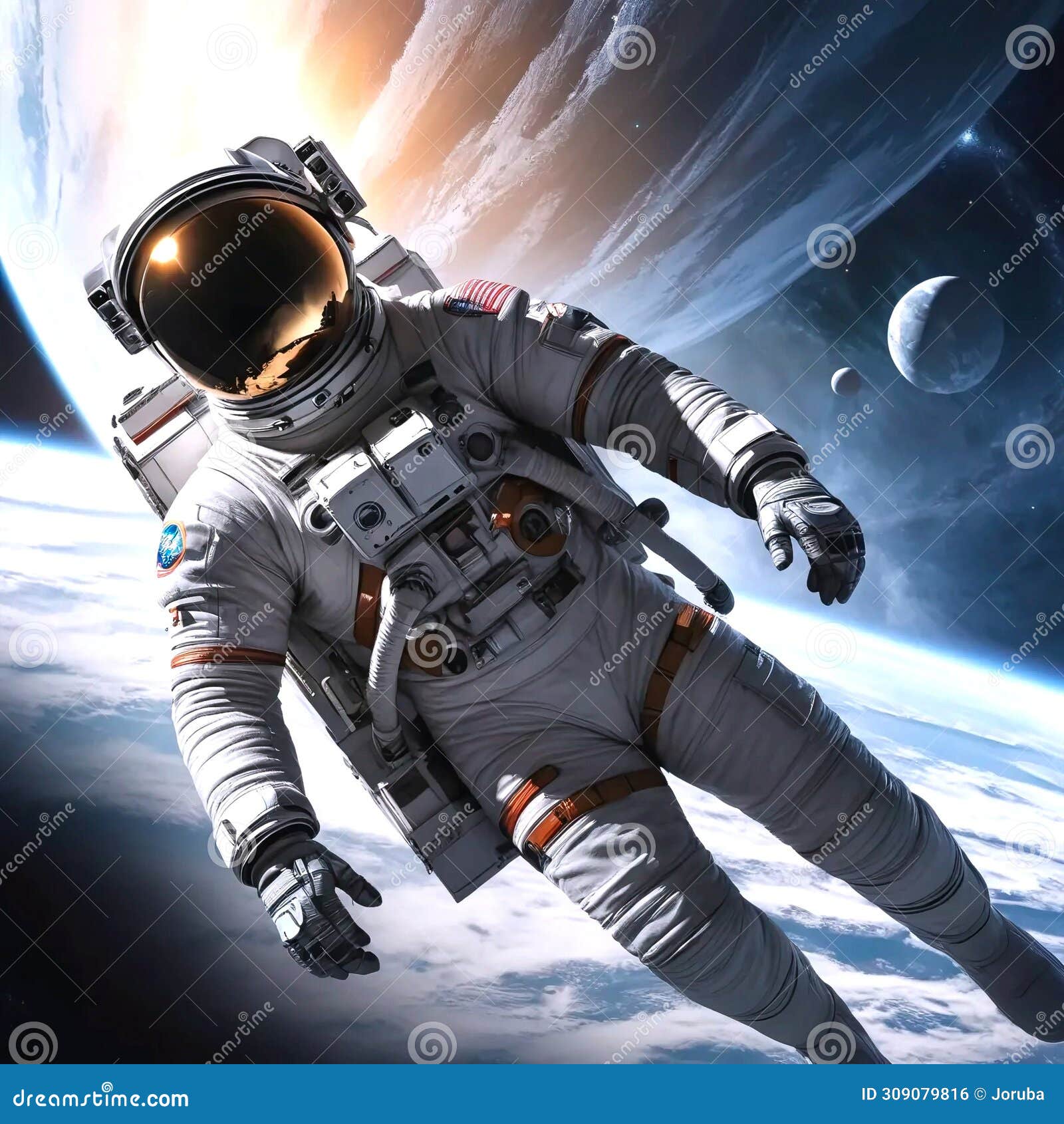 Astronaut in Outer Space in Space Suit Stock Illustration ...