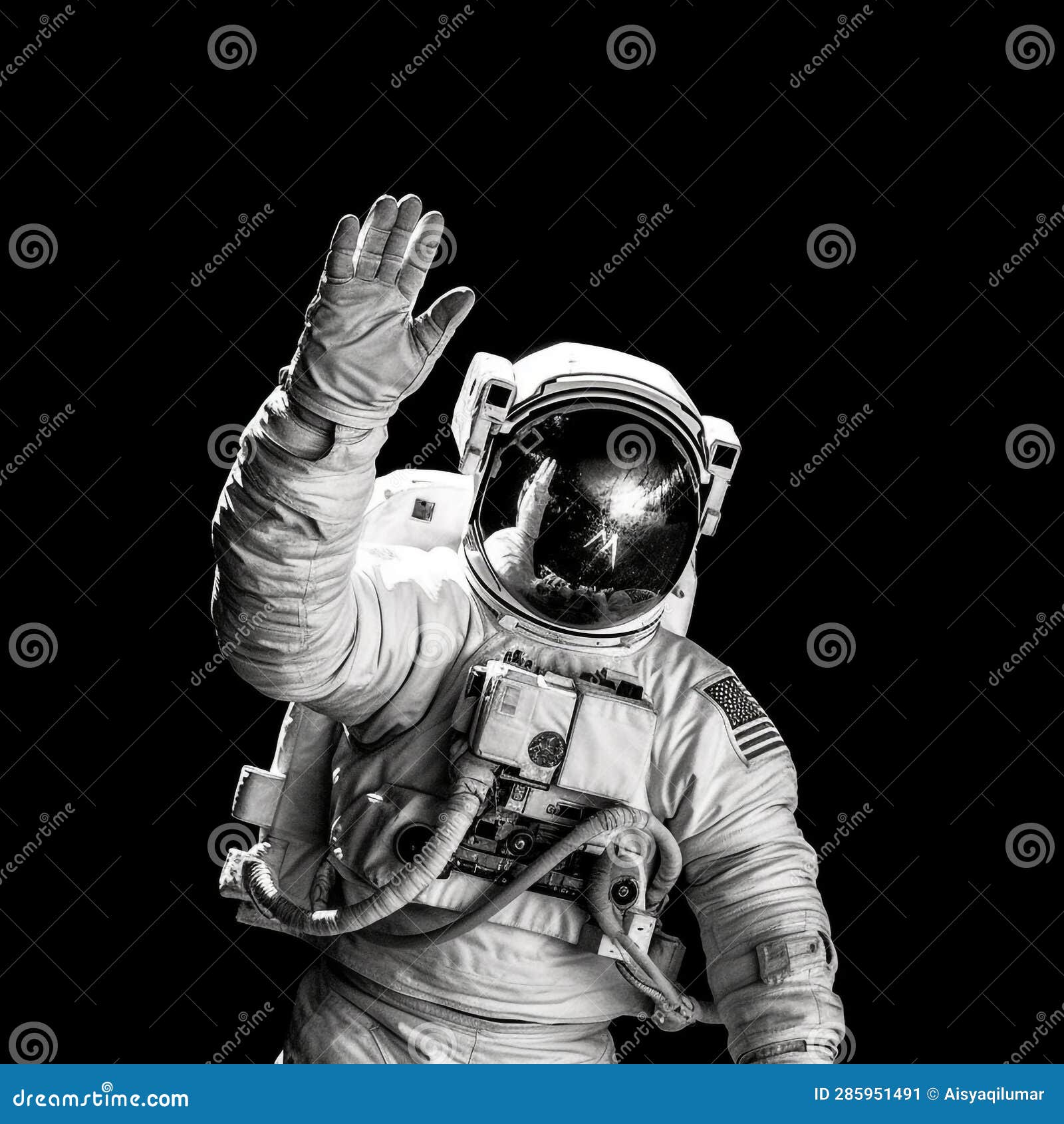 Astronaut in Outer Space Waving His Hand To the Camera. Stock ...