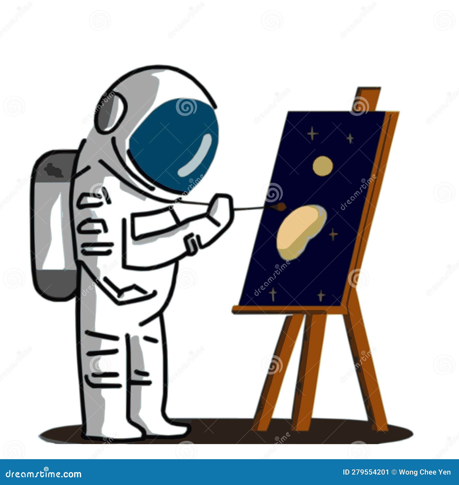 Astronaut Painting Outer Space on Easel Vector Graphics Stock ... Astronaut Painting Outer Space on Easel Vector Graphics Stock ...