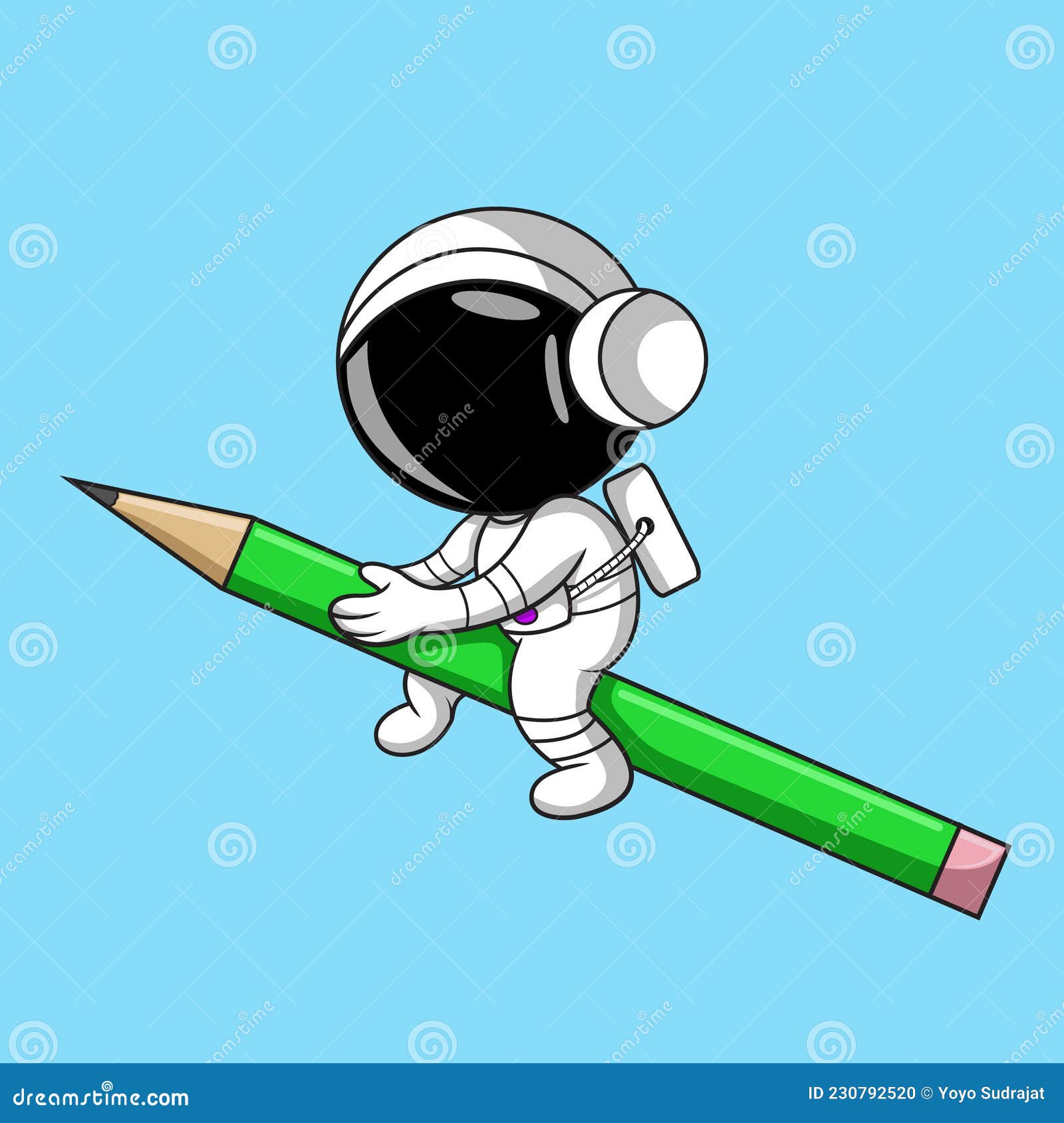 An astronaut and a pencil stock vector. Illustration of artwork - 230792520