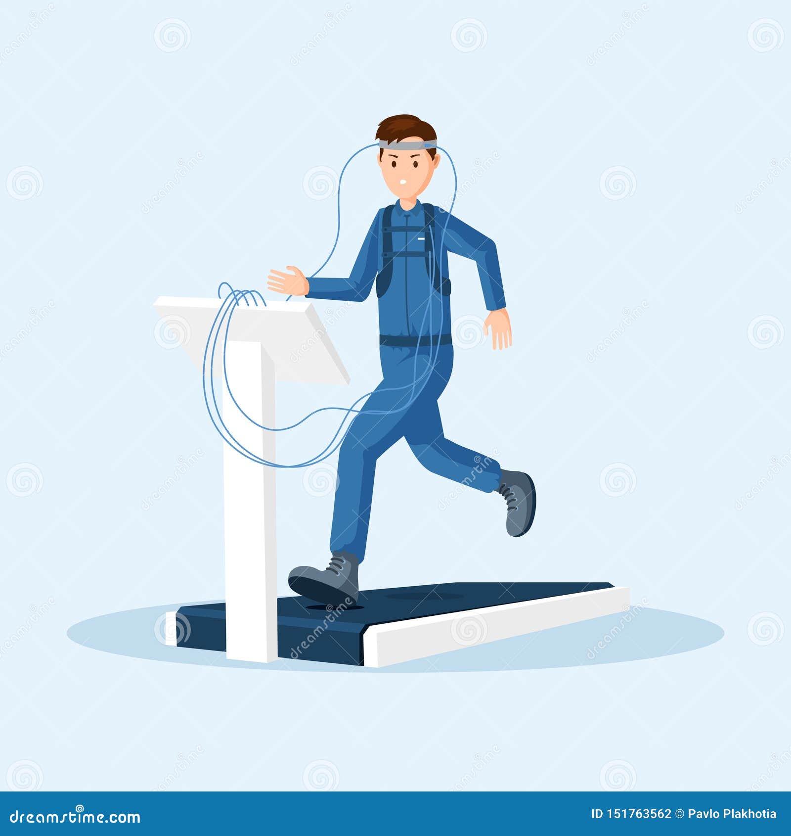 ECG Test Or Exercise Stress Test For Heart Disease On Treadmill Vector ...