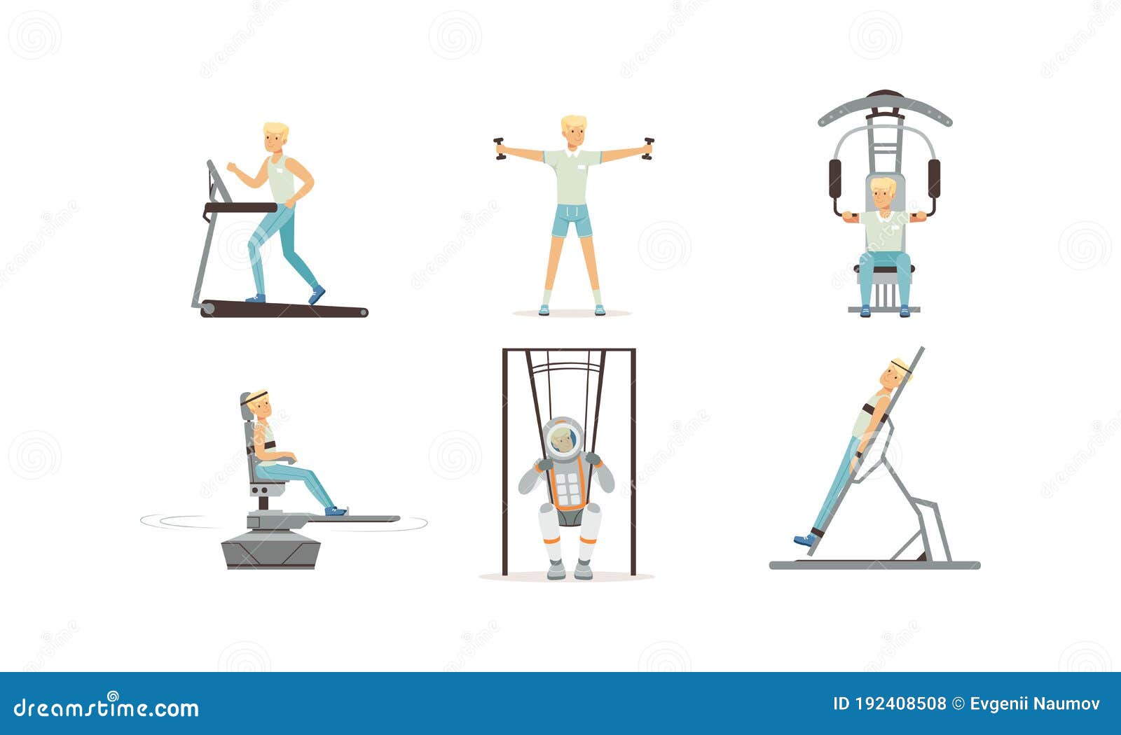 Astronaut Physical Training Set, Male Astronaut Doing Physical Workout ...