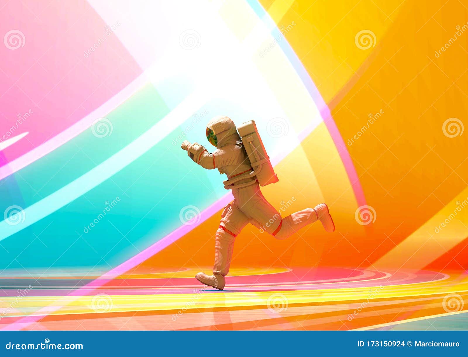 Astronaut pin up running stock illustration. Illustration of cosmos ...