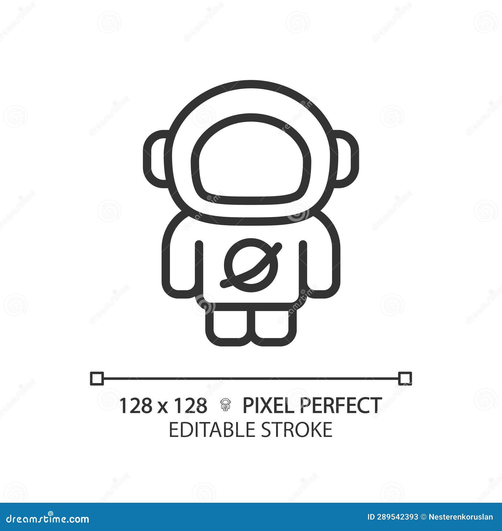 Astronaut Pixel Perfect Linear Icon Stock Illustration - Illustration ...