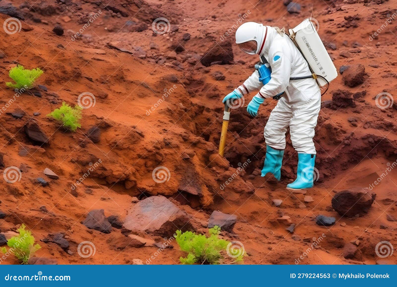 Astronaut Planting a Tree on the Moon or Mars. Neural Network AI ...