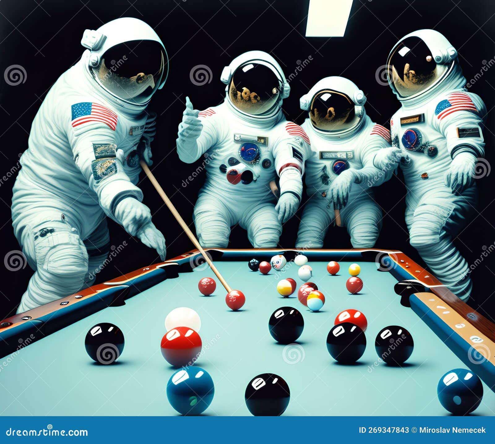 Astronaut Playing Billiards, Generative AI Illustration Stock ...
