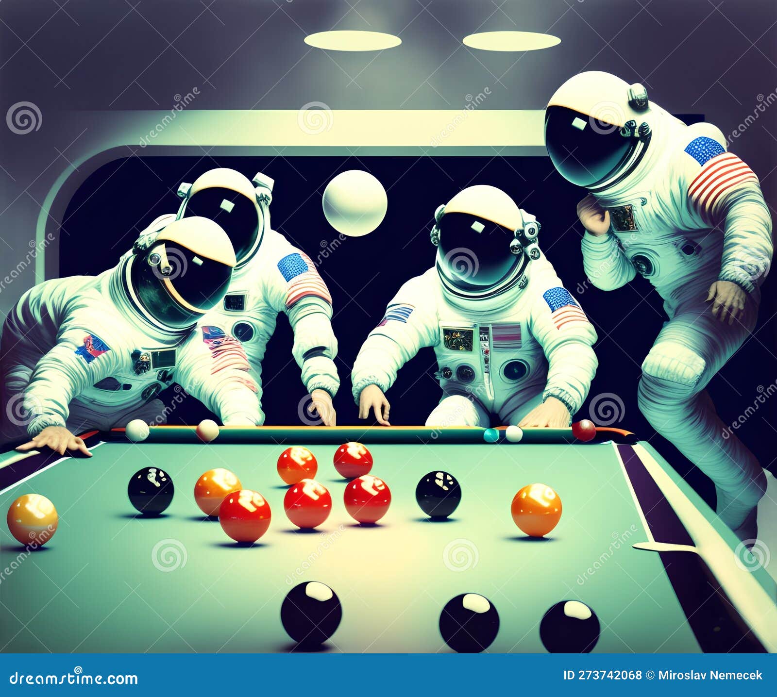 Astronaut Playing Billiards, Generative AI Illustration Stock ...