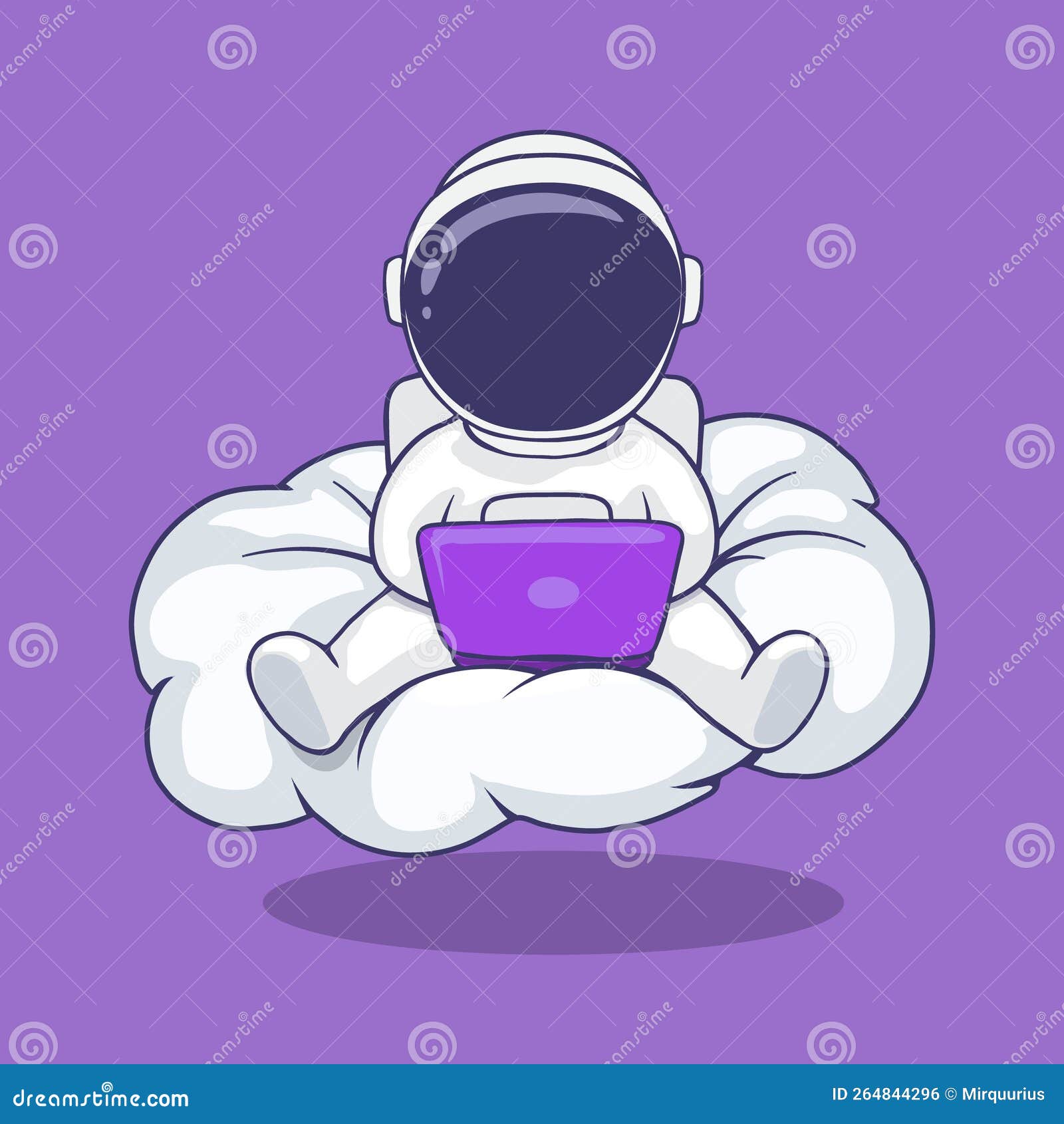 Astronaut Playing on Computer at the Cloud Stock Vector - Illustration ...