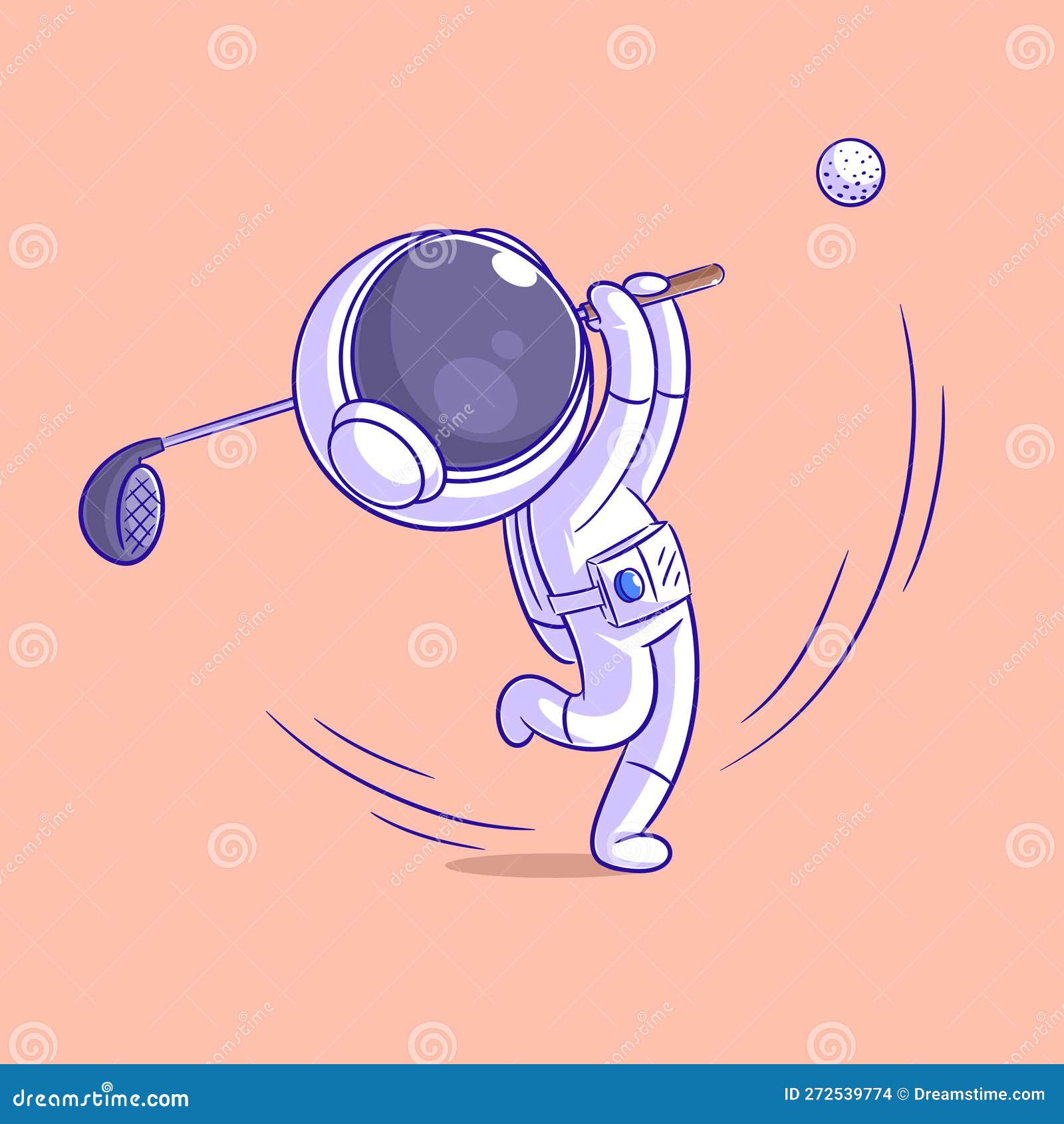 Astronaut is Playing Golf with Passion Stock Vector - Illustration of ...