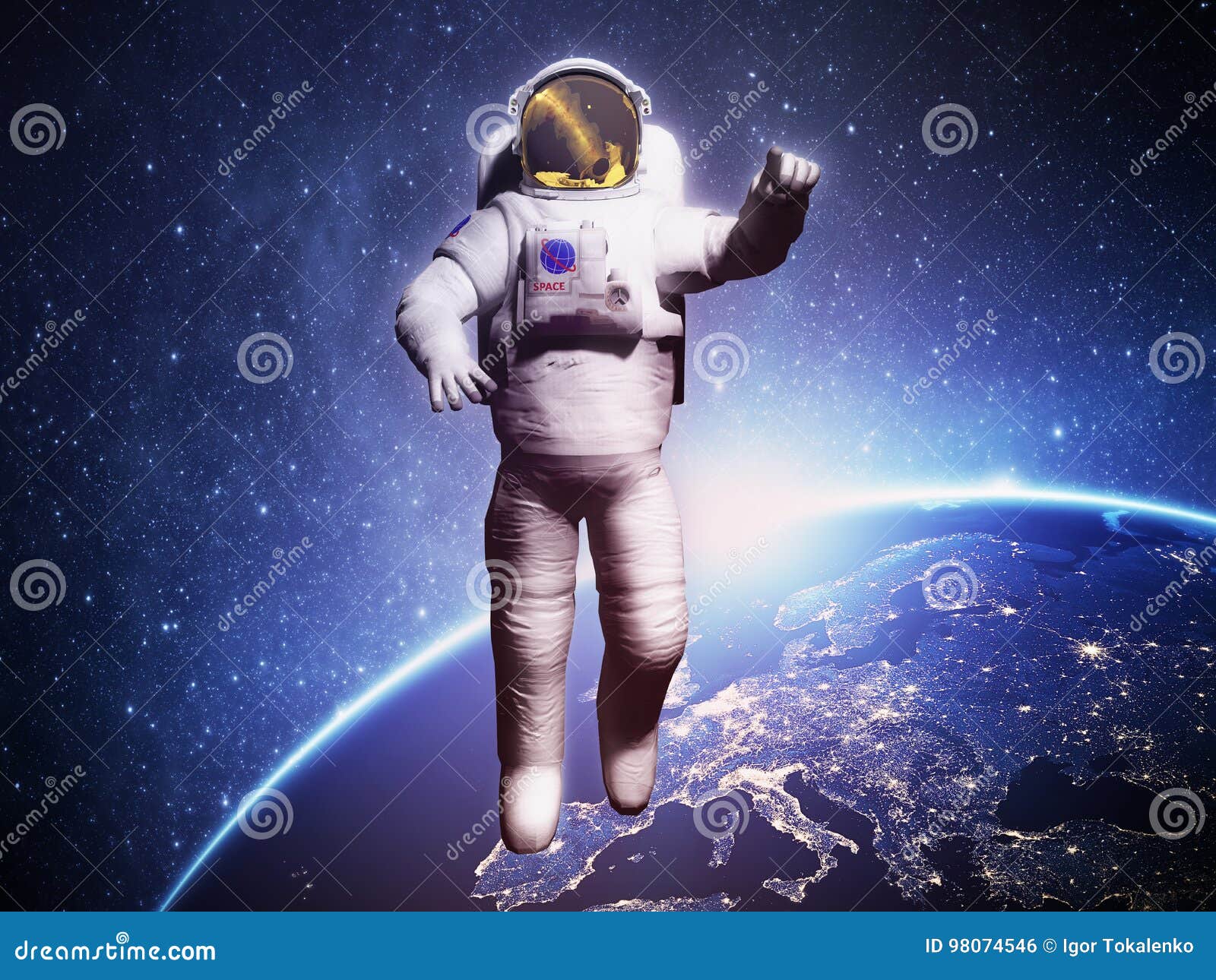 Astronaut Posing on Space Background 3d Render Image Stock Illustration ...