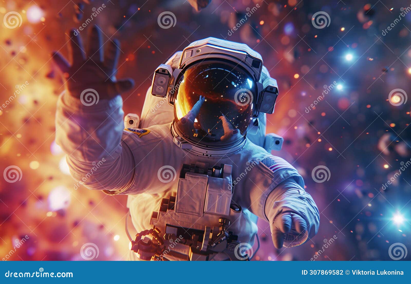Astronaut Reaching Out in Space Stock Illustration - Illustration of ...