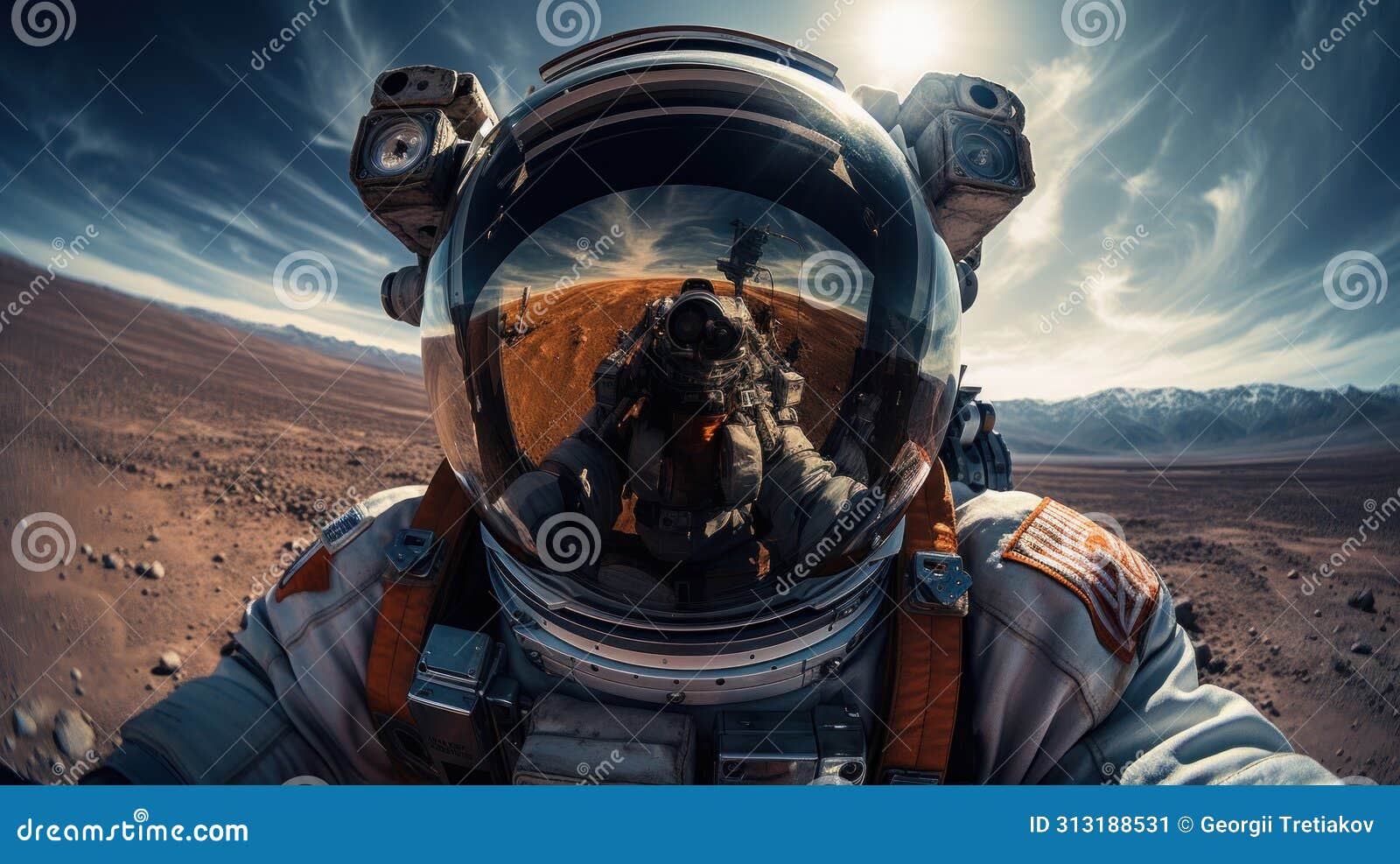 Astronaut with Reflection in Helmet Visor Stock Illustration ...