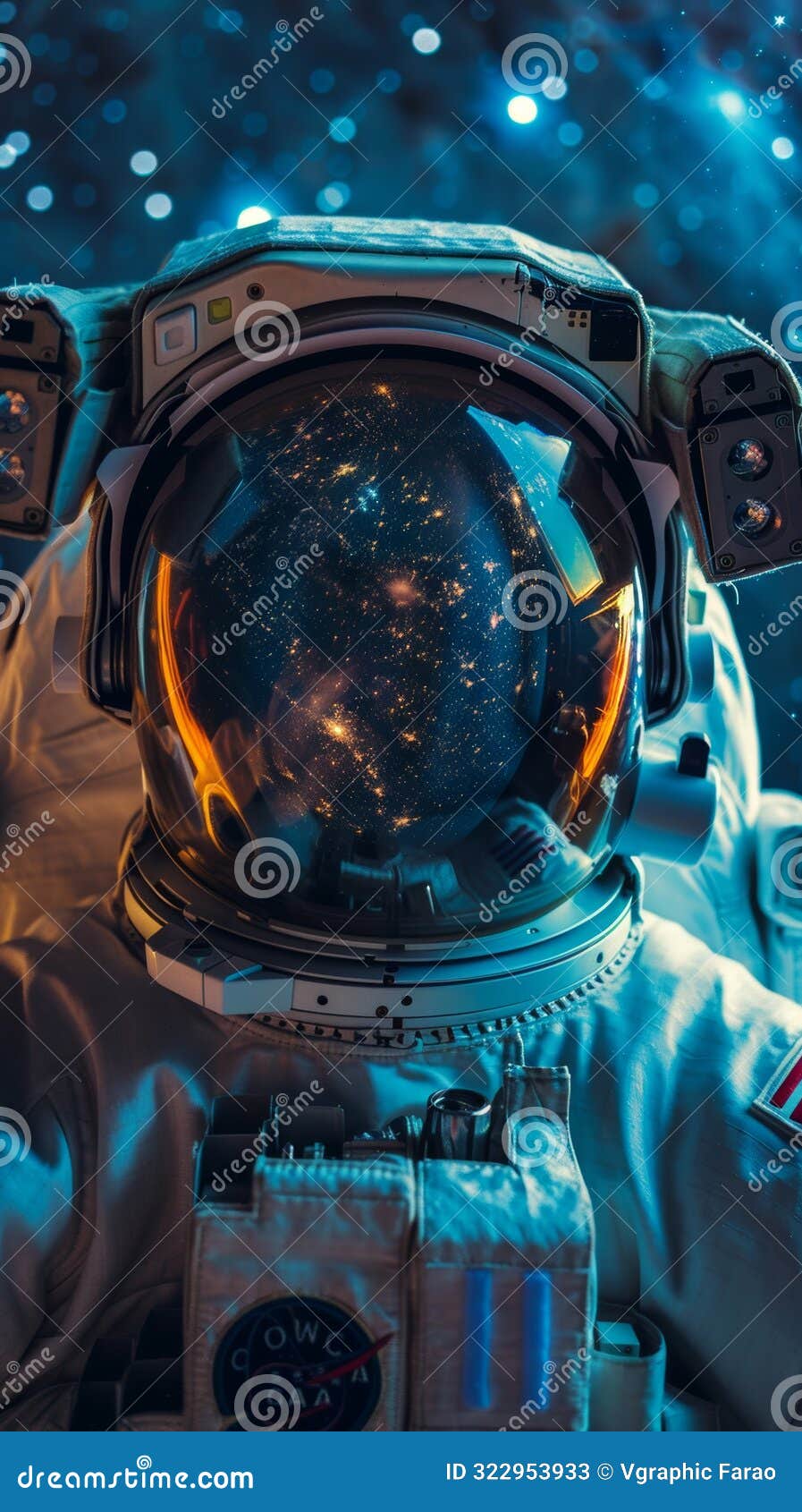 Astronaut with a Reflection of Stars on the Helmet, Space Exploration ...