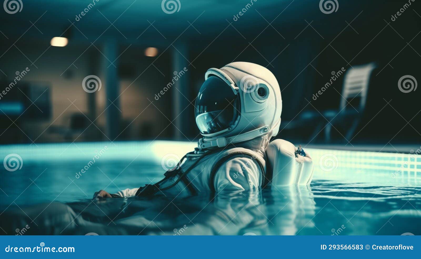 An Astronaut is Relaxing on the Pool Stock Illustration - Illustration ...