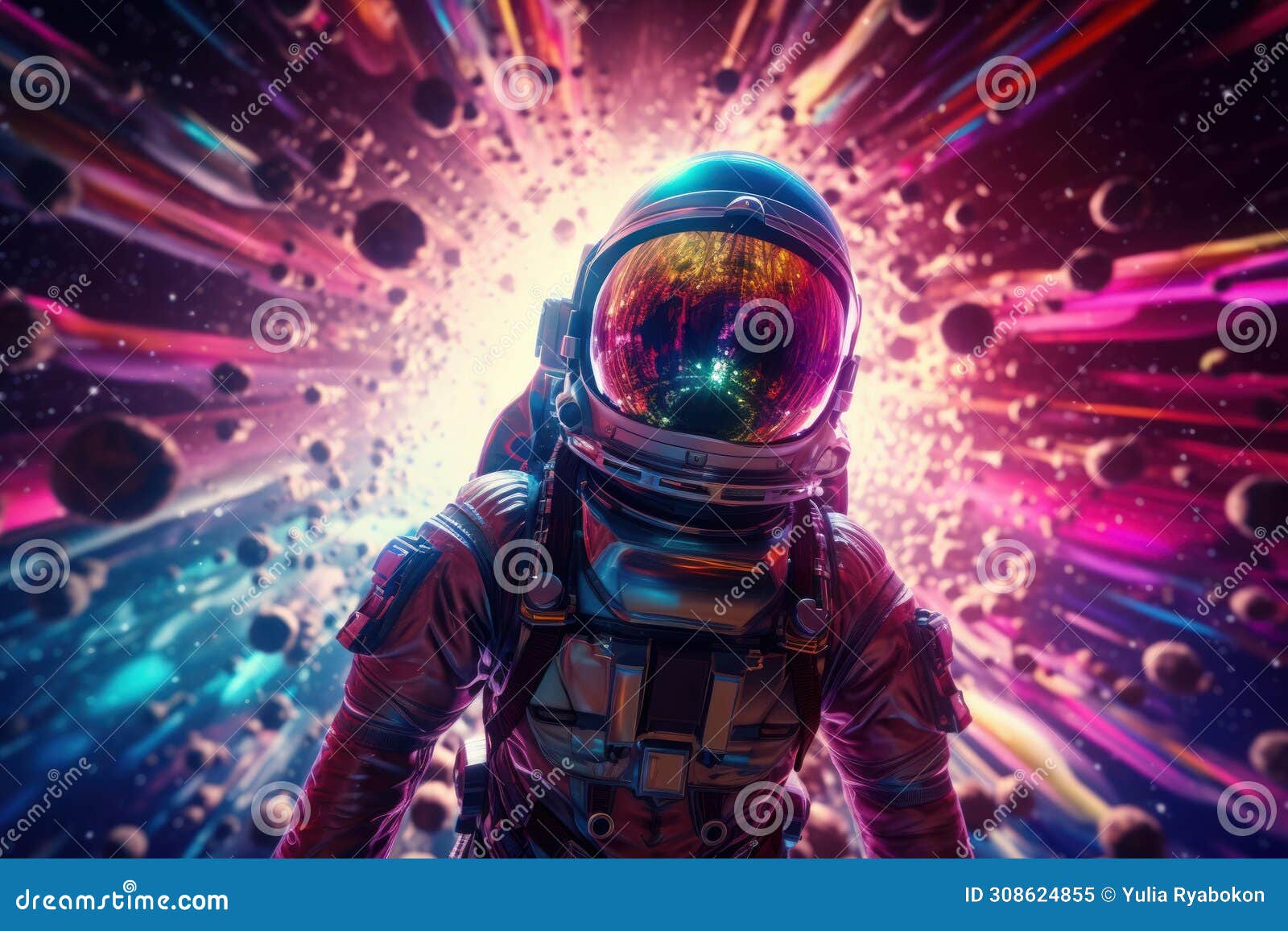 Astronaut Retro Neon. Generate Ai Stock Image - Image of event, light ...