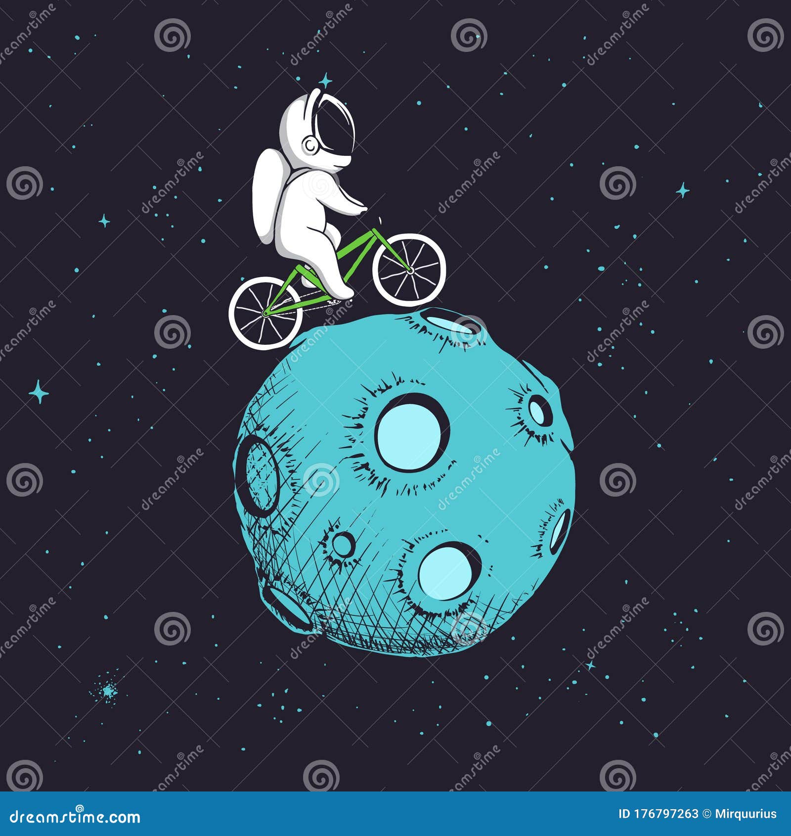 Astronaut Rides Uround Moon Stock Vector - Illustration of print, baby ...