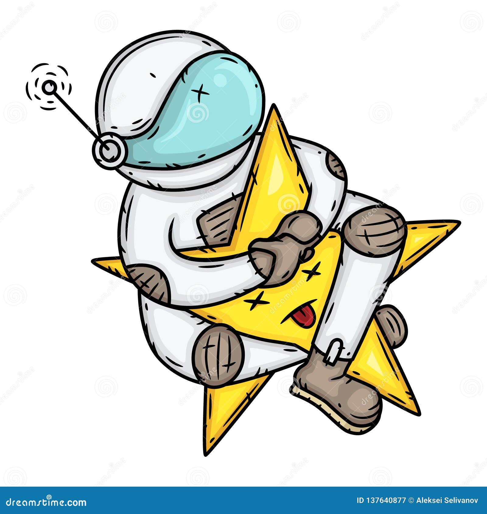 Astronaut Riding a Star. Conquest of Space Concept. Stock Vector ...