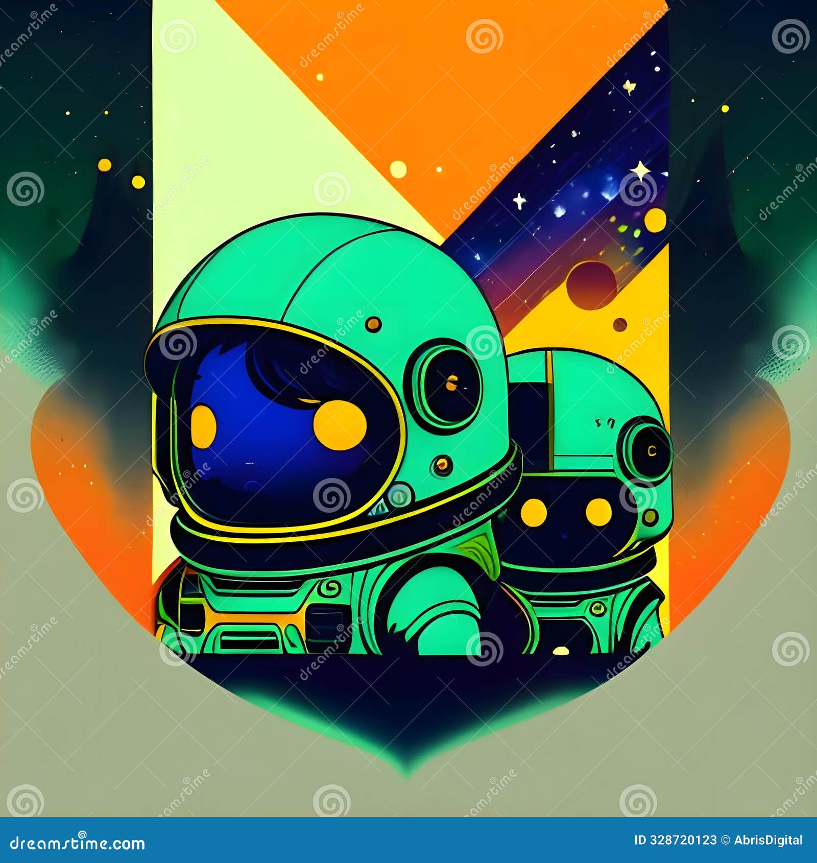 Astronaut and robot behind stock illustration. Illustration of ...