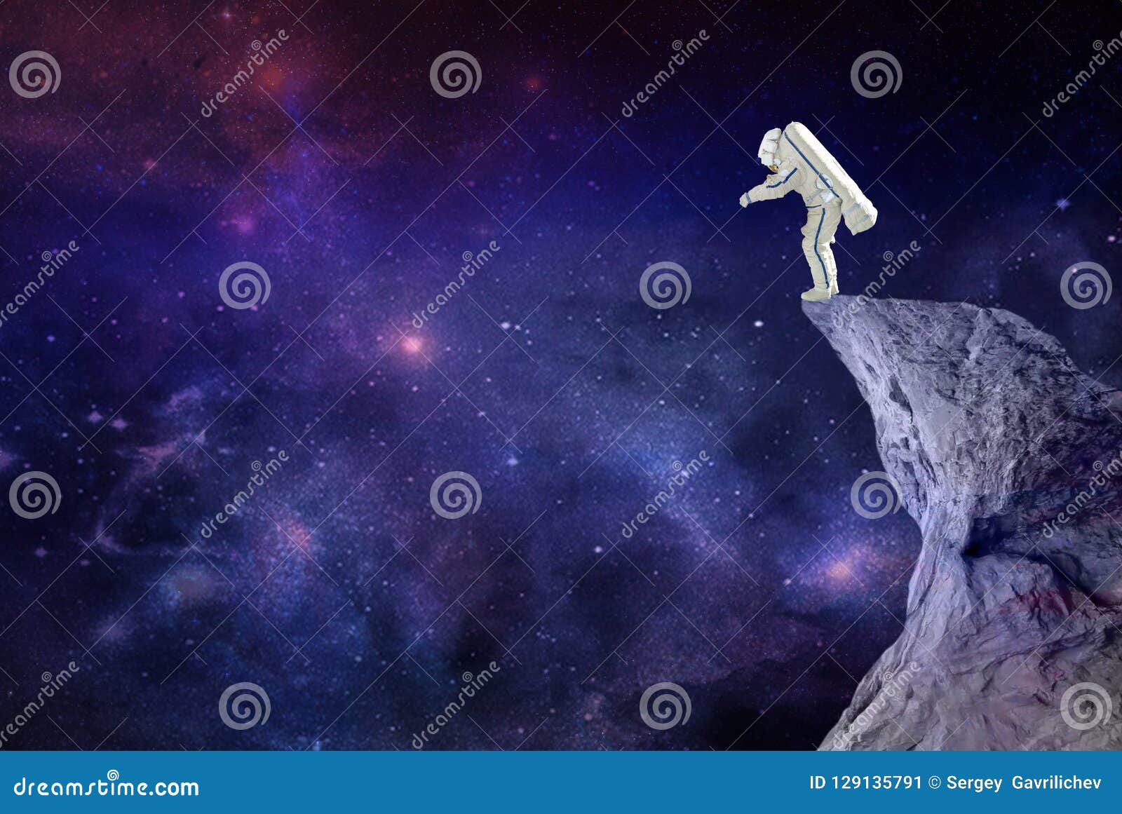 Astronaut on Rock in Space.mission in Outer Space Stock Image - Image ...
