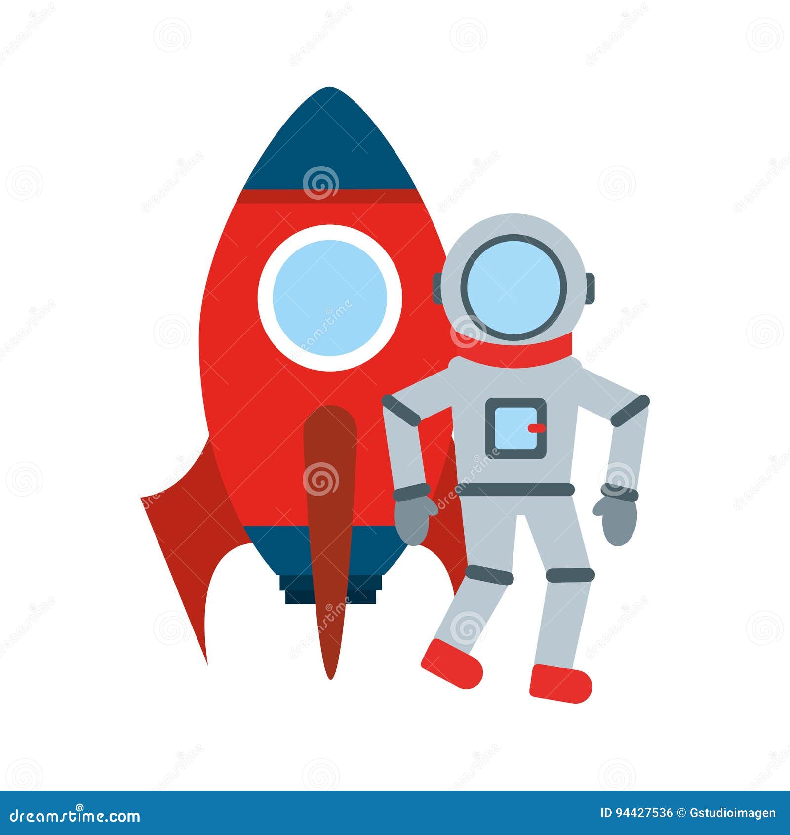 Astronaut with Rocket Comic Character Icon Stock Vector - Illustration ...