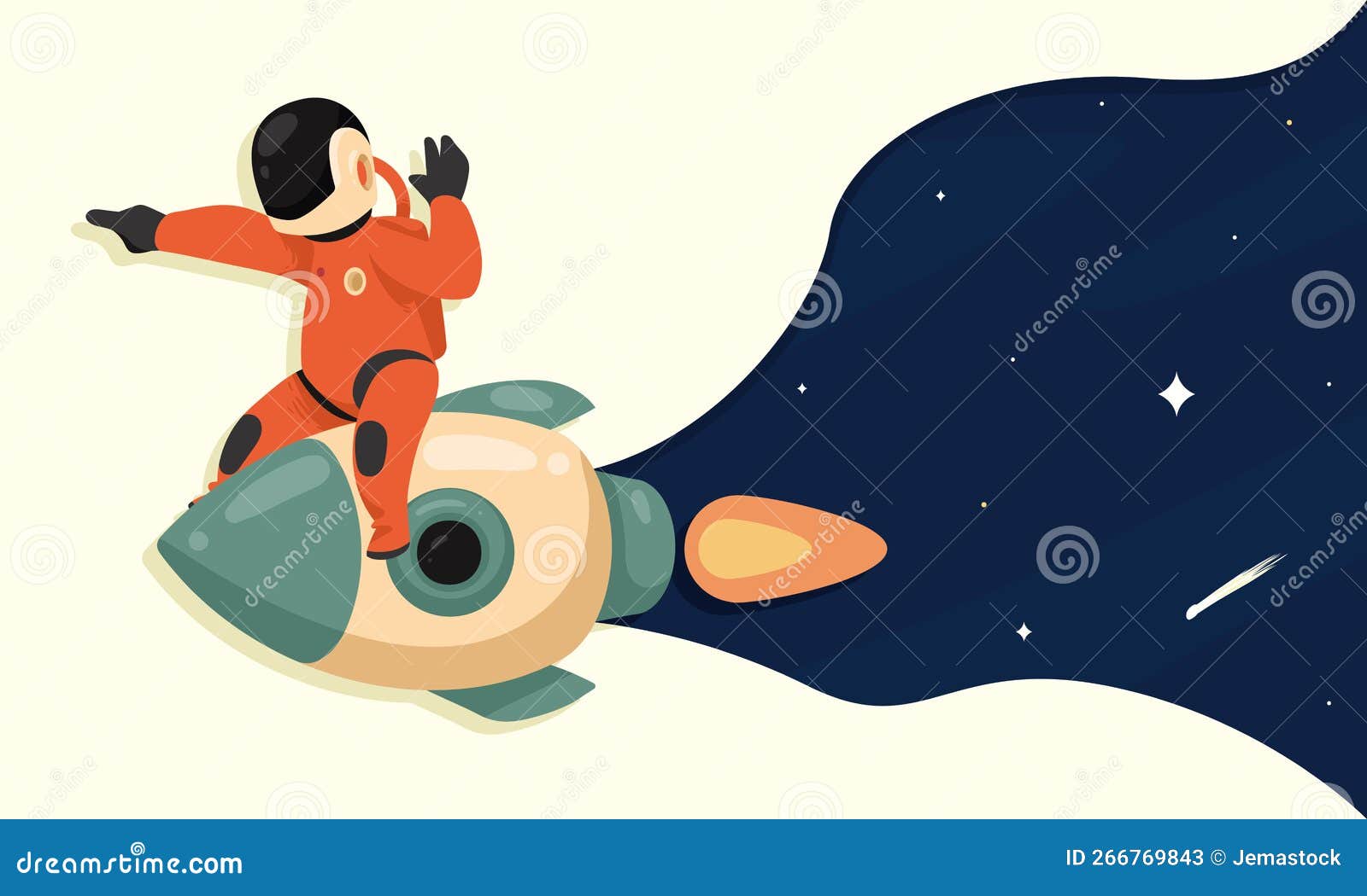 Astronaut in rocket stock vector. Illustration of space - 266769843