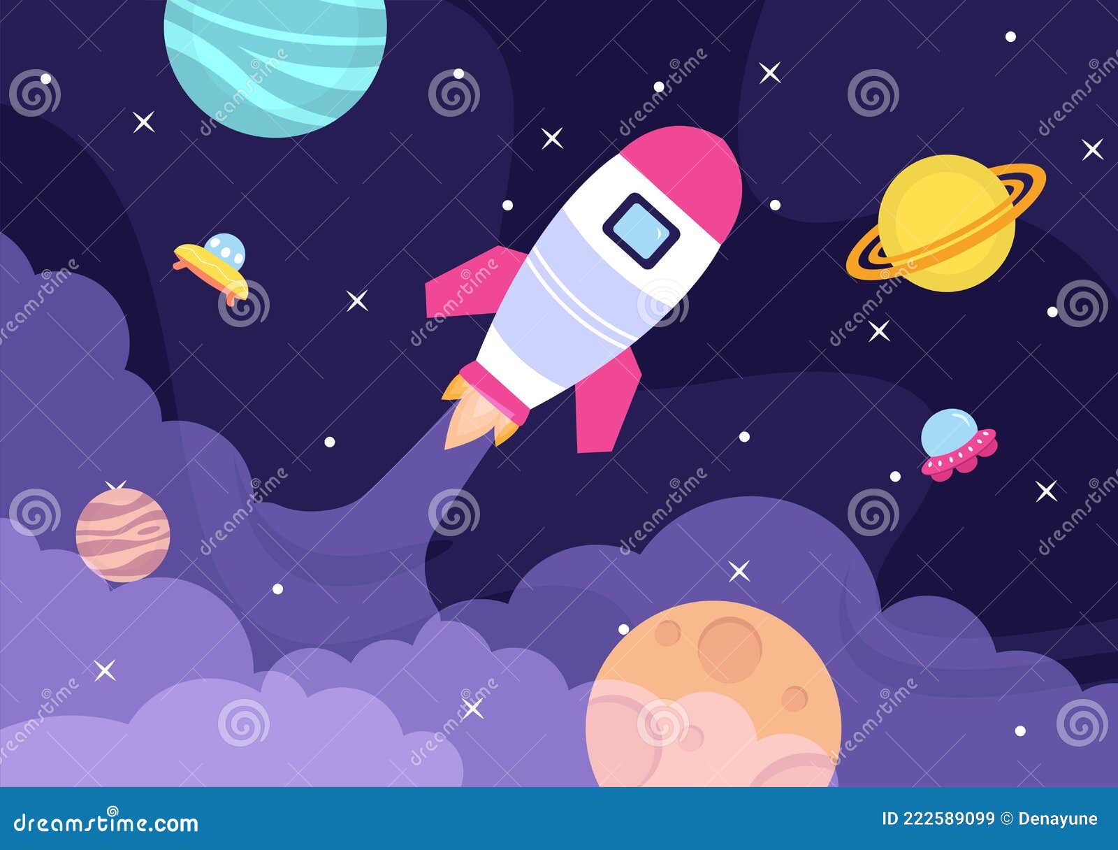 Astronaut with Rocket Illustration for Explore in Outer Space and ...