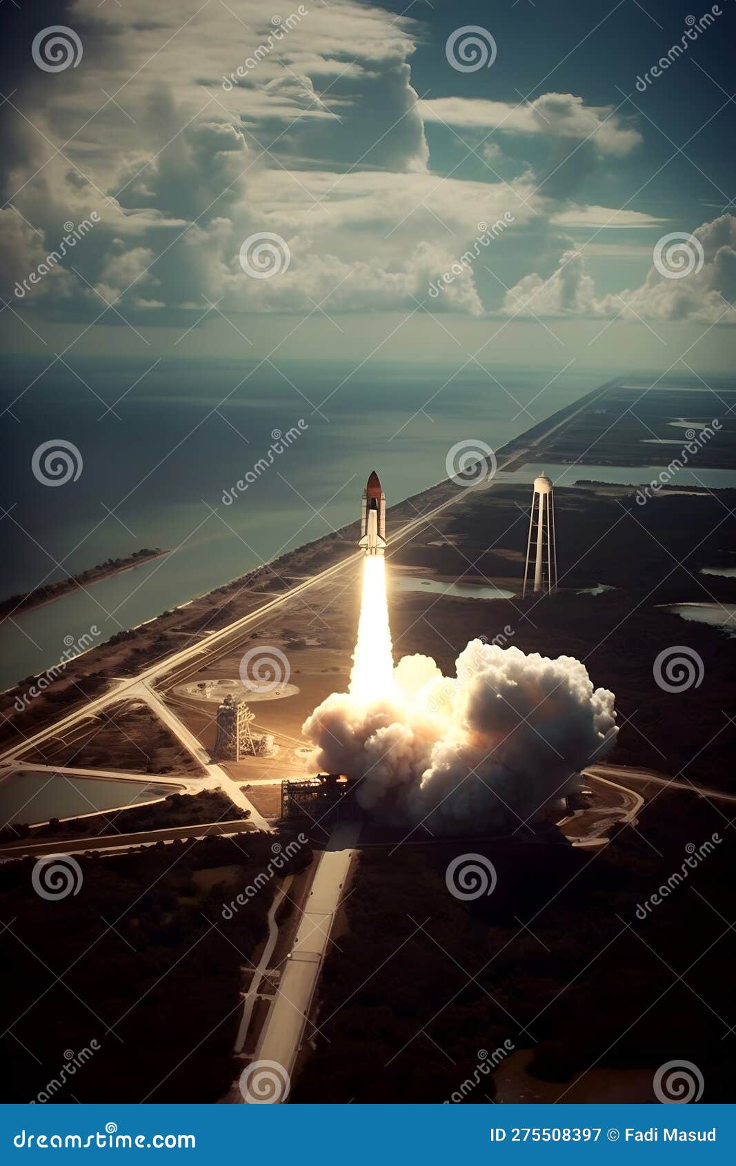 Astronaut rocket ship stock illustration. Illustration of shore - 275508397