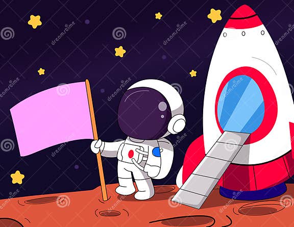 Astronaut and Rocket Ship in Outer Space Vector Illustration Stock ... Astronaut and Rocket Ship in Outer Space Vector Illustration Stock ...