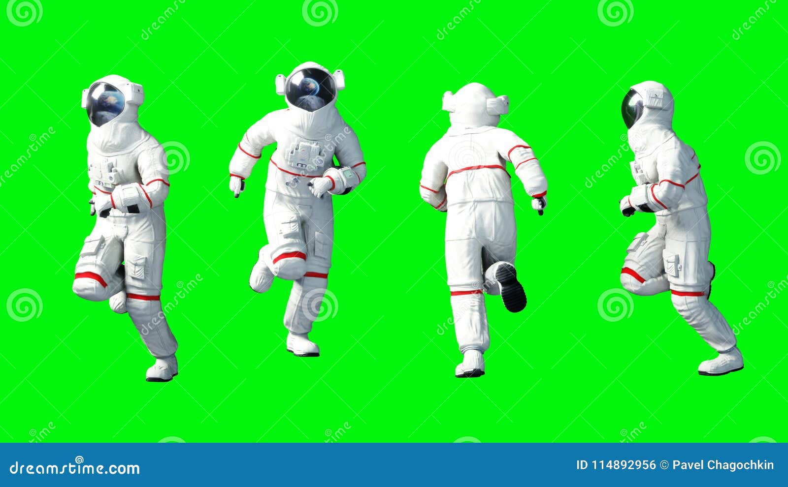 Astronaut Run . Green Screen. Realistic 4k Animation. Stock Footage ...