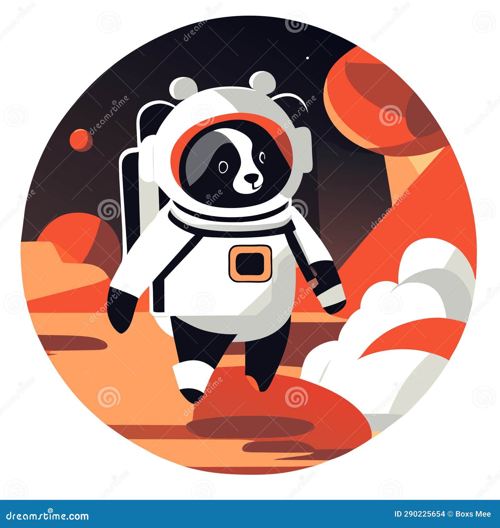Astronaut Running in the Space. Vector Illustration in a Flat Style ...