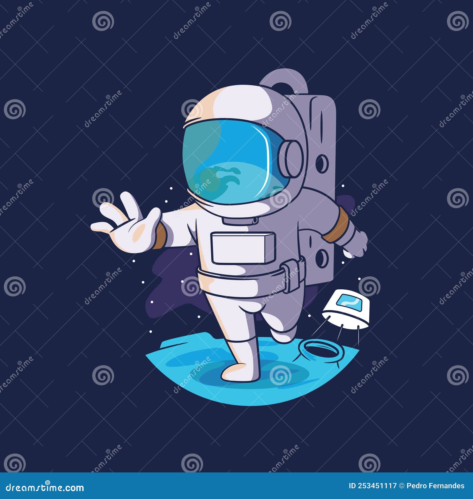 Astronaut Running in Space Vector Illustration. Stock Vector ...