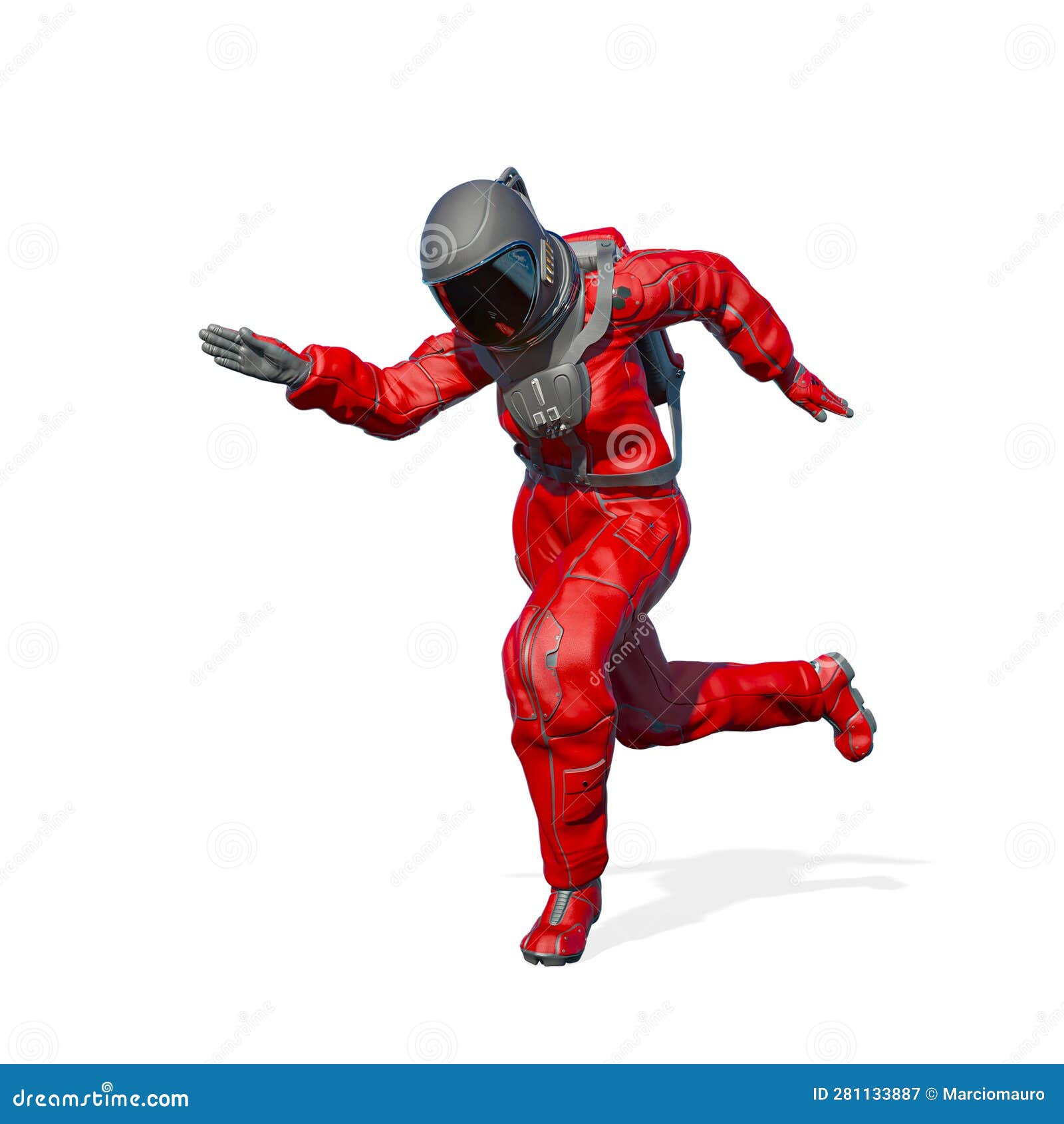 Astronaut is Running on White Background Stock Illustration ...