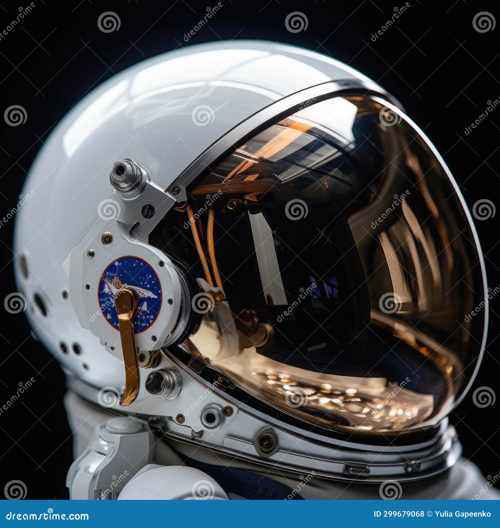 Astronaut S Helmet Visor Reflecting the Stars and Planets Stock Photo ...