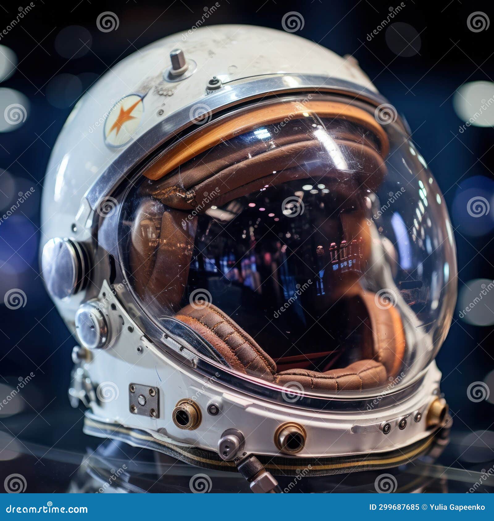 Astronaut S Helmet Visor Reflecting the Stars and Planets Stock Image ...