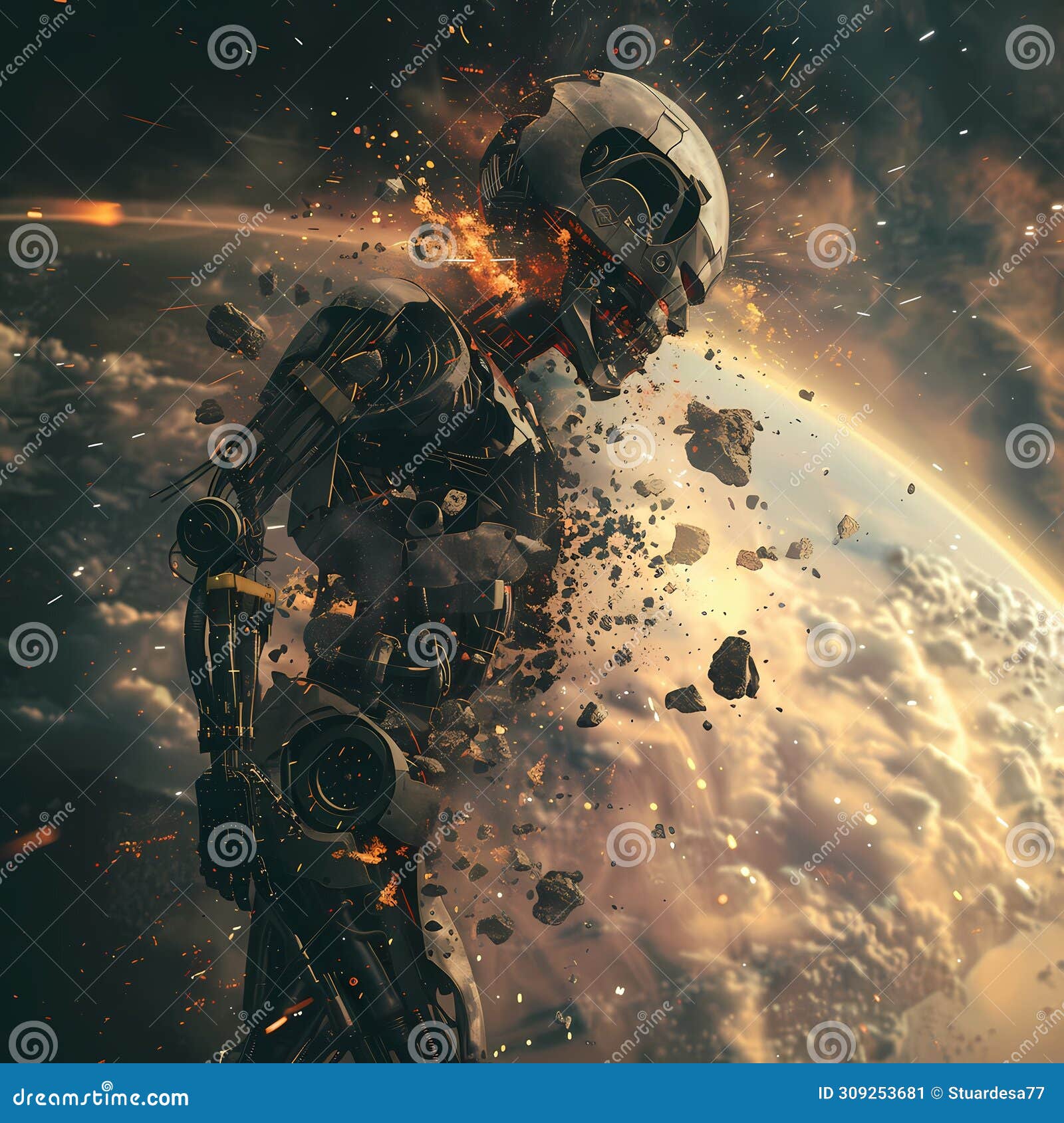 Astronaut S Peril in Cosmic Storm AI Generative Stock Image - Image of ...