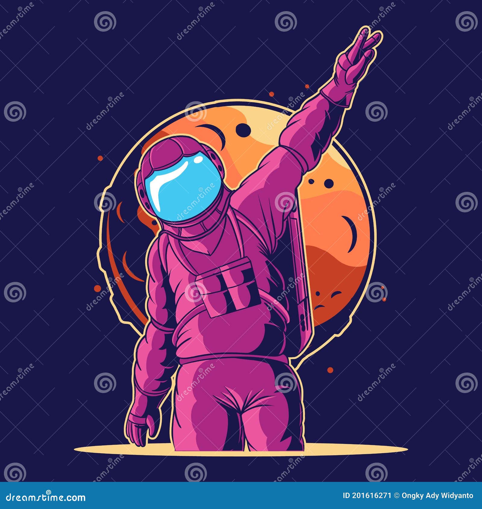 Astronaut Say Hi from Space Vector Illustration Stock Vector ...