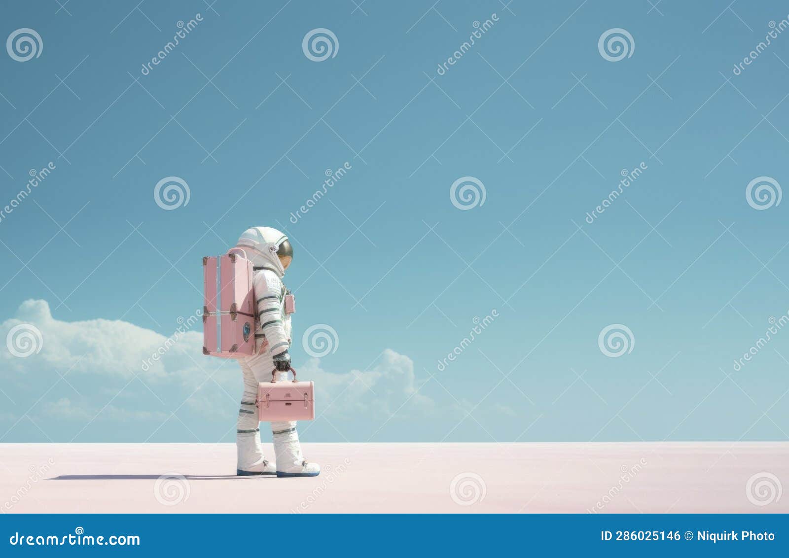 Astronaut with School Backpack Waiting for a Ride. Stock Illustration ...