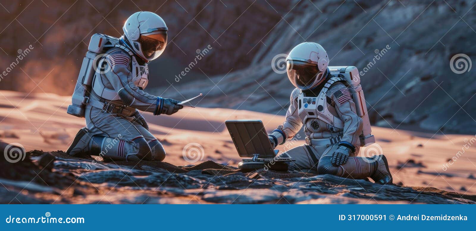 An Astronaut and a Scientist Collect Soil Samples on Mars and Analyze ...