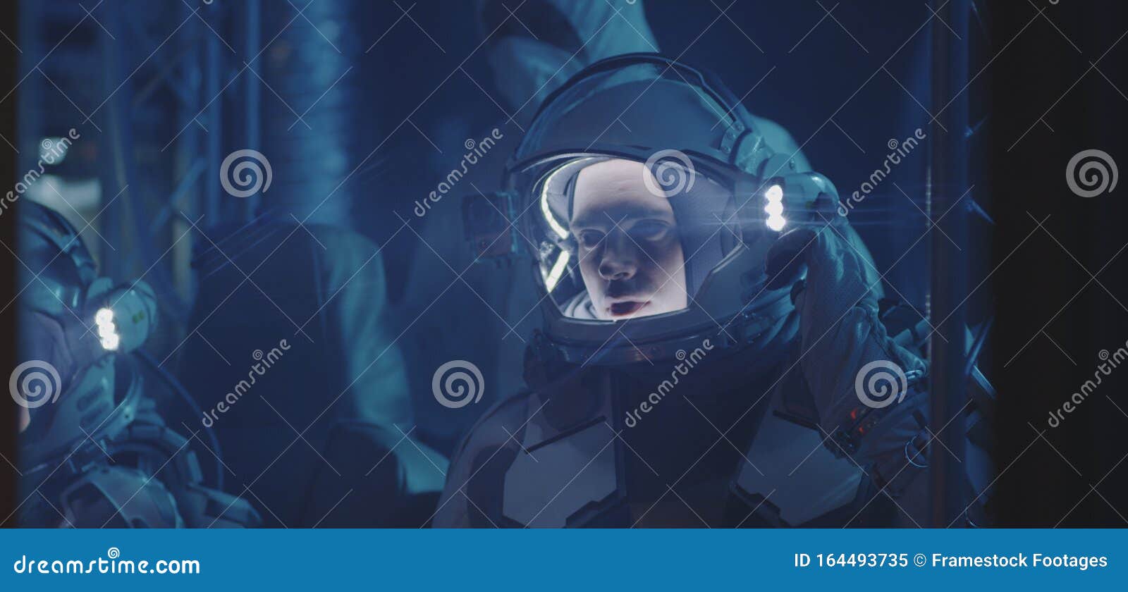 Astronaut and Scientists Testing Spacesuit Stock Image - Image of ...