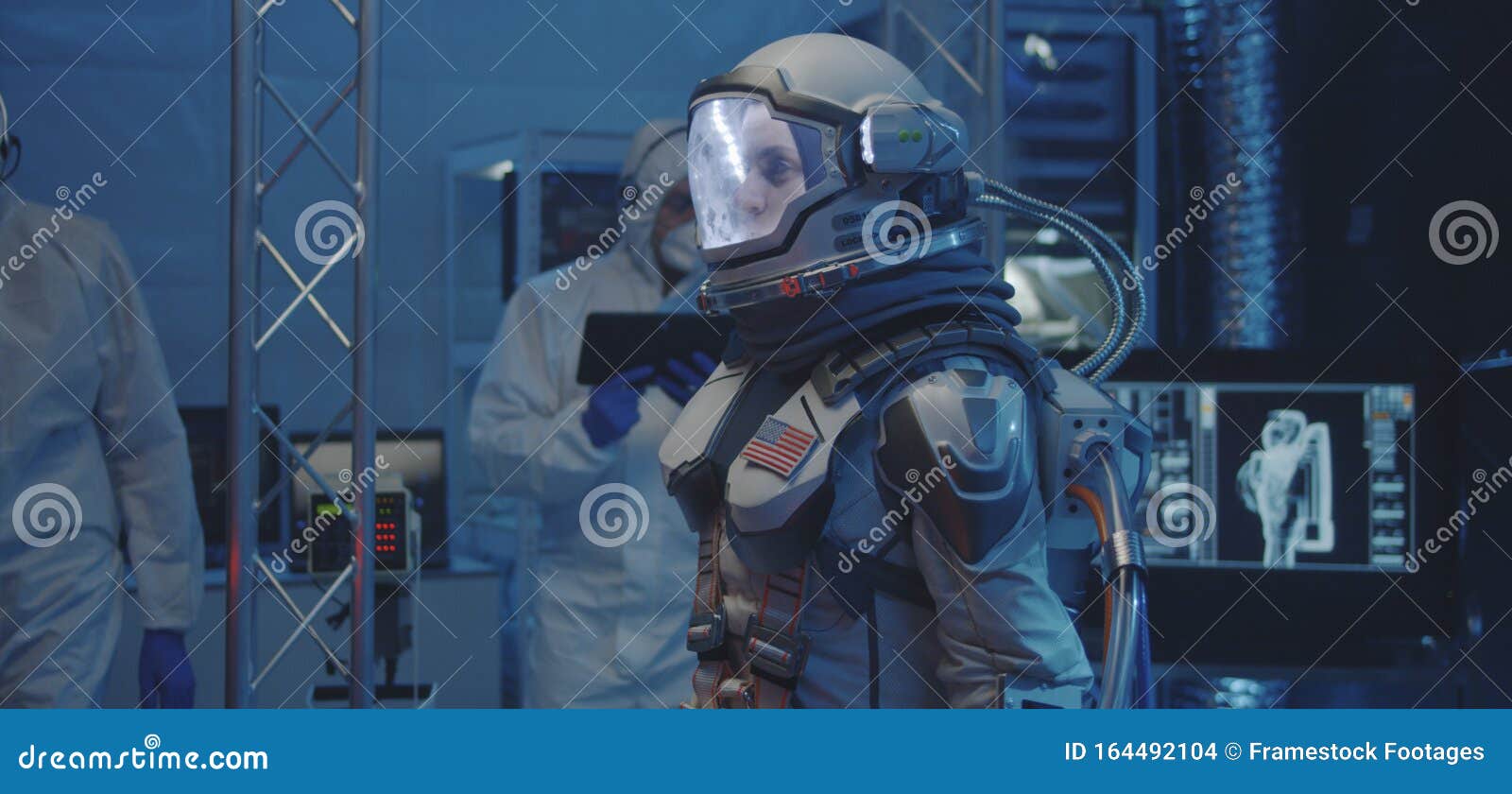 Astronaut and Scientists Testing Spacesuit Stock Photo - Image of ...