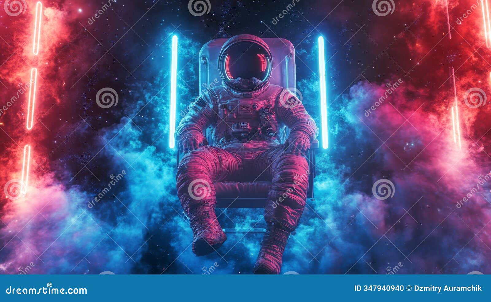 An Astronaut Sitting in a Chair, Rendered in 3D. Stock Photo - Image of ...