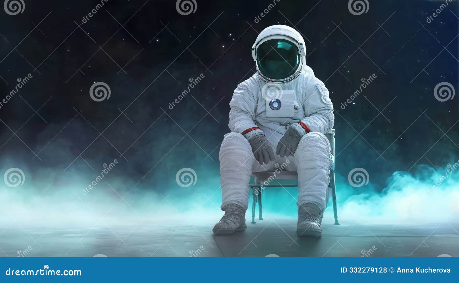 Astronaut Sitting on a Chair in a Space-like Environment Stock ...