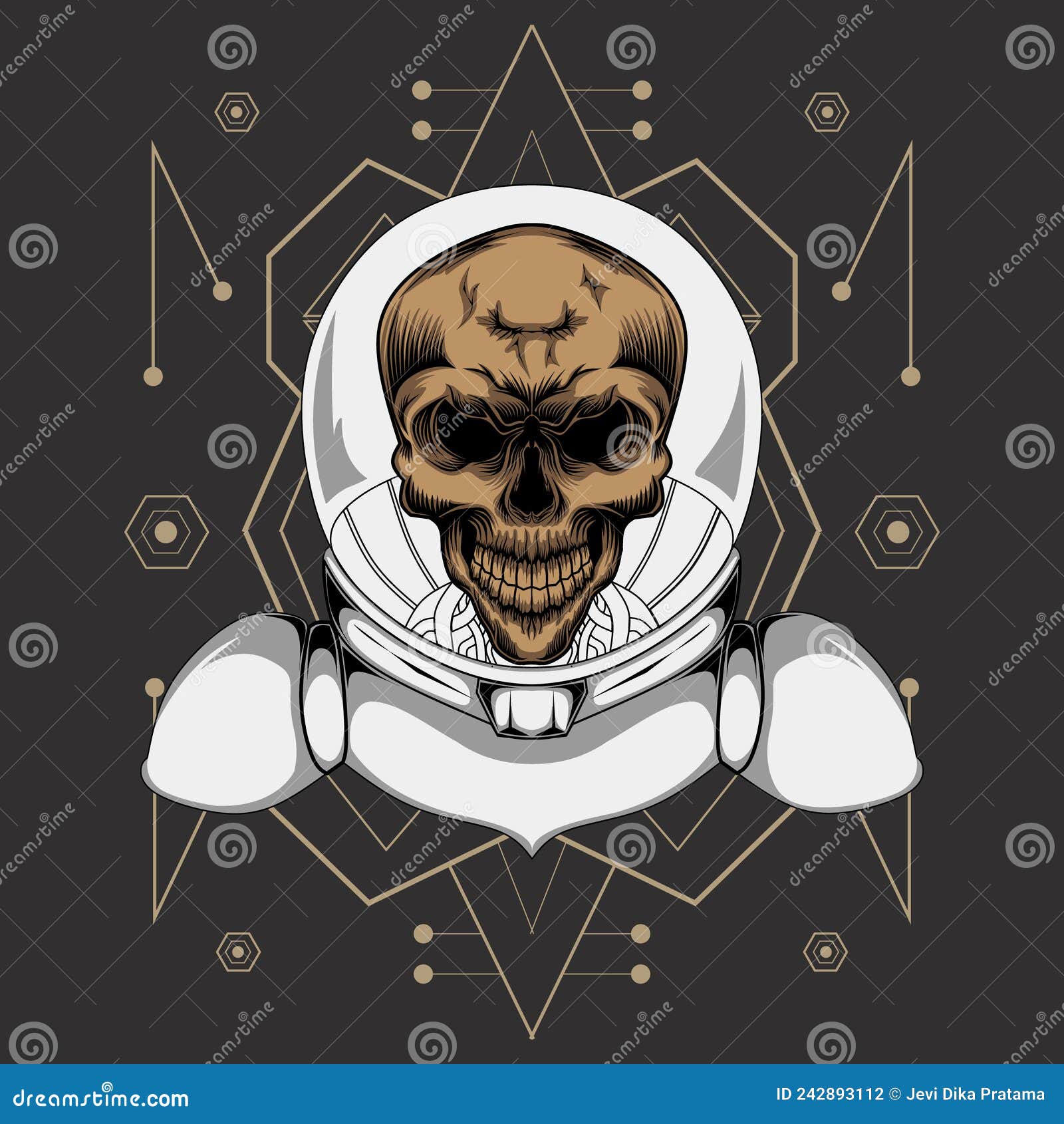 Astronaut Skull Illustration Stock Vector - Illustration of cosmos ...