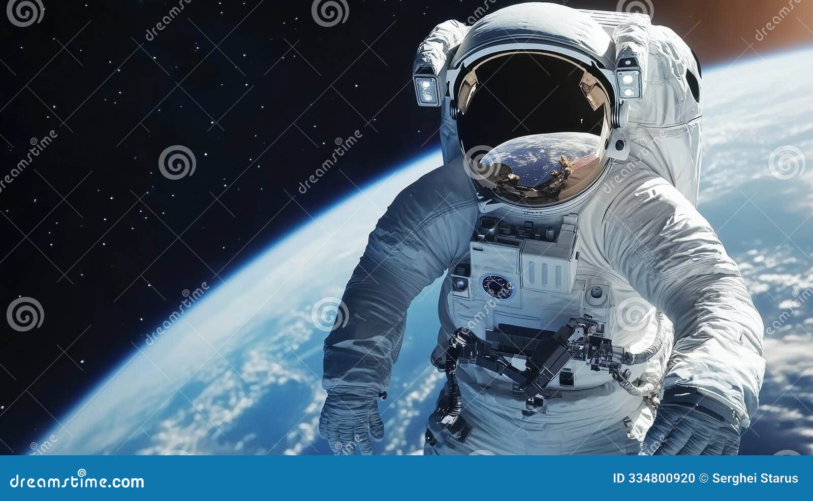 An Astronaut in Space with Earth Behind Him, AI Stock Photo - Image of ...