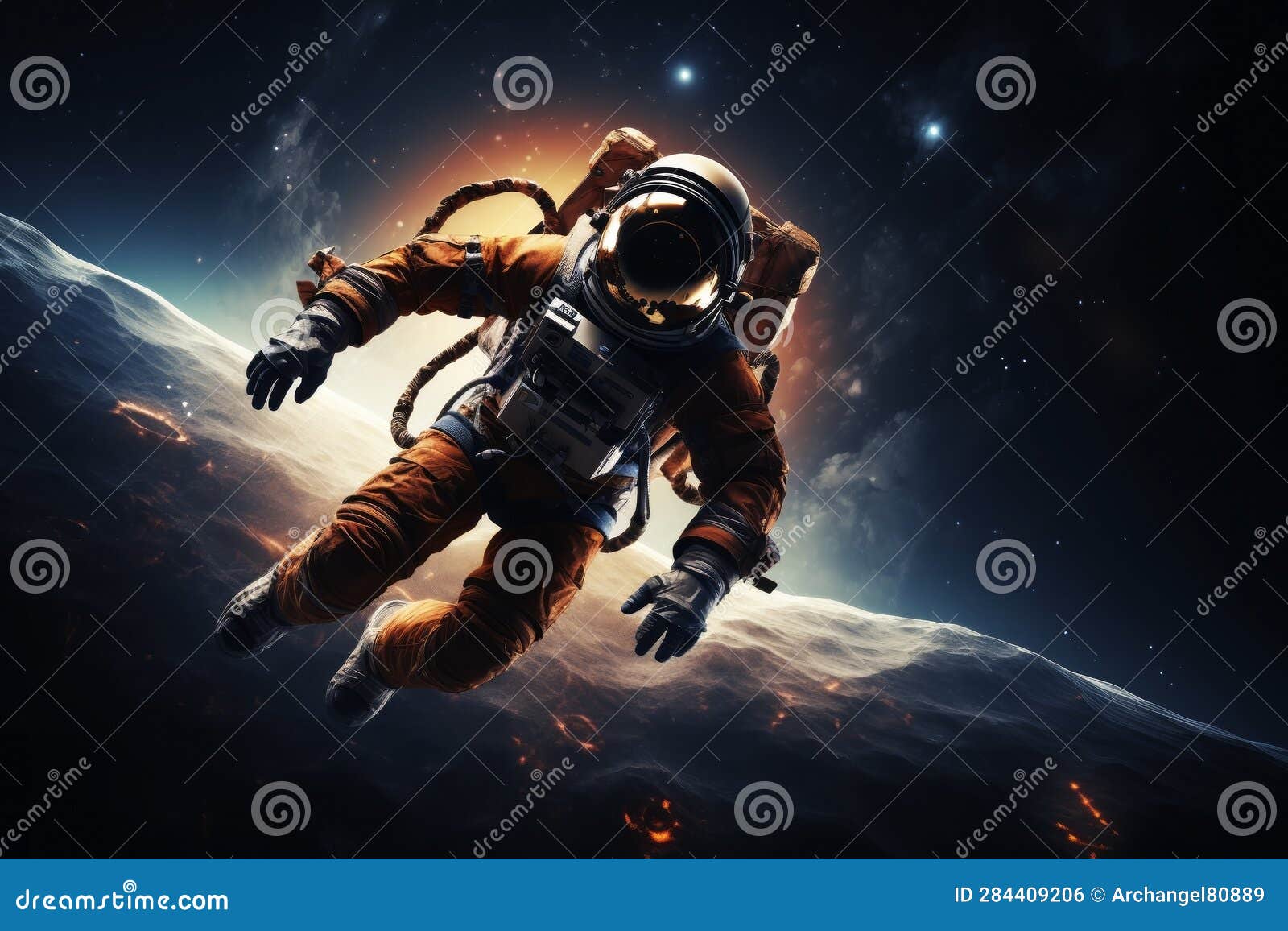 Astronaut in Space, Epic Image. Generative AI Stock Illustration ...