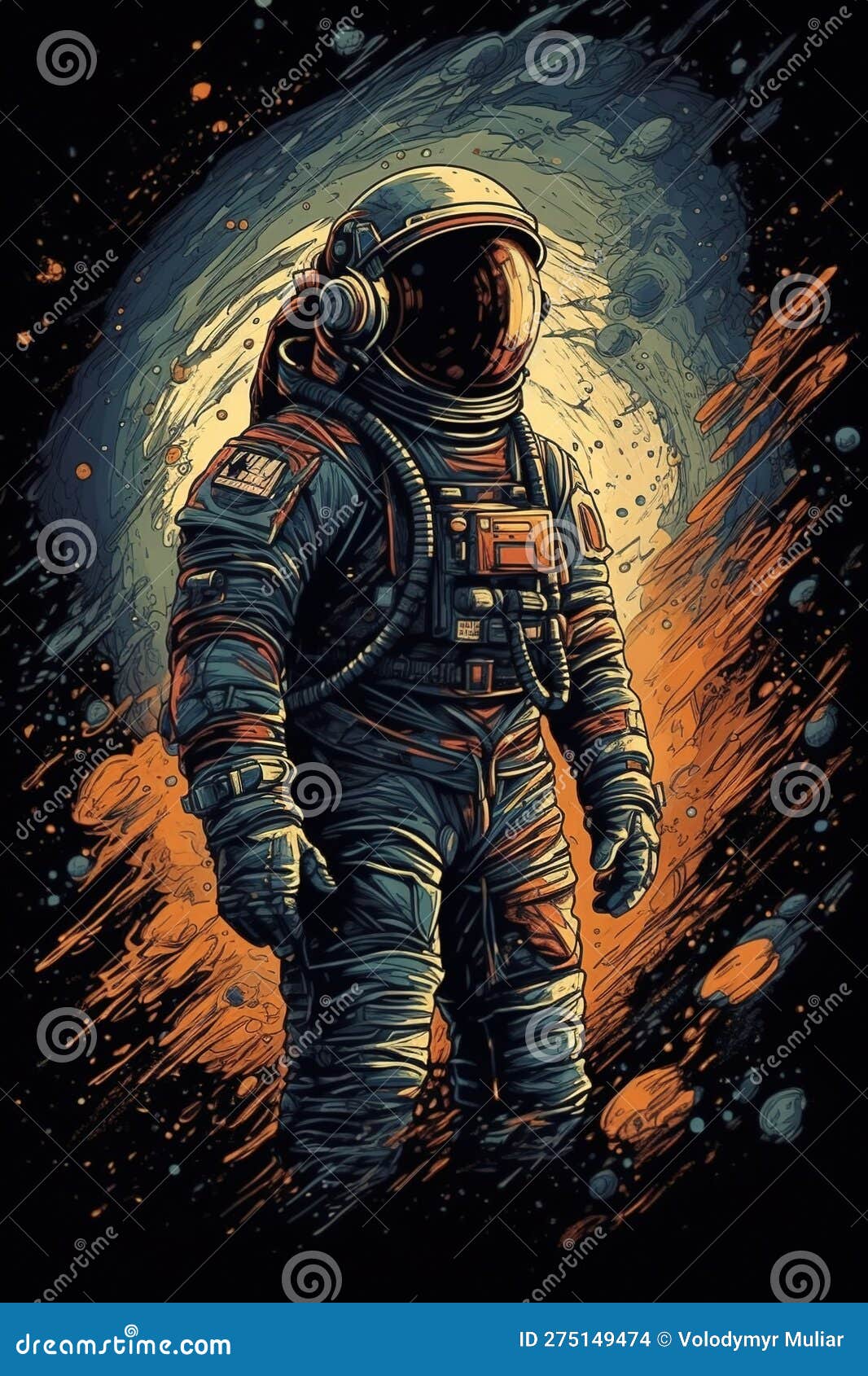 Astronaut in Space, Illustration in Abstract Style. Generation AI Stock ...