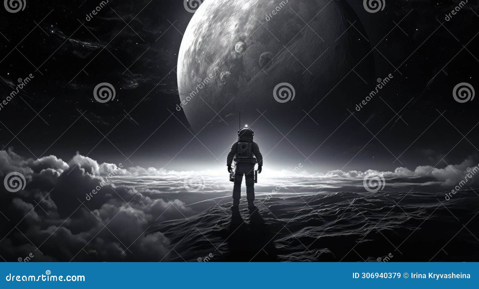 Astronaut in Space Looking Down Toward an Earth Background Stock Image ...